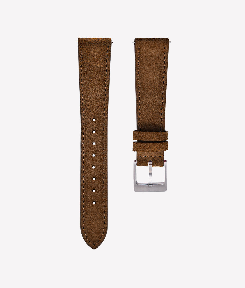 Bracelet de Montre en Cuir Nubuck Marron - LE PETIT POUSSOIR (Shop)