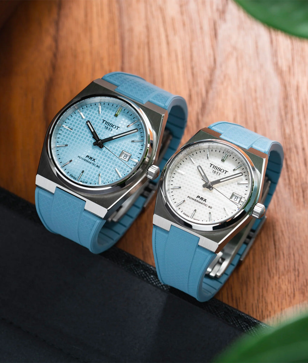 Bracelet Caoutchouc CTS Bleu Ciel pour Tissot PRX - Delugs - LE PETIT ...